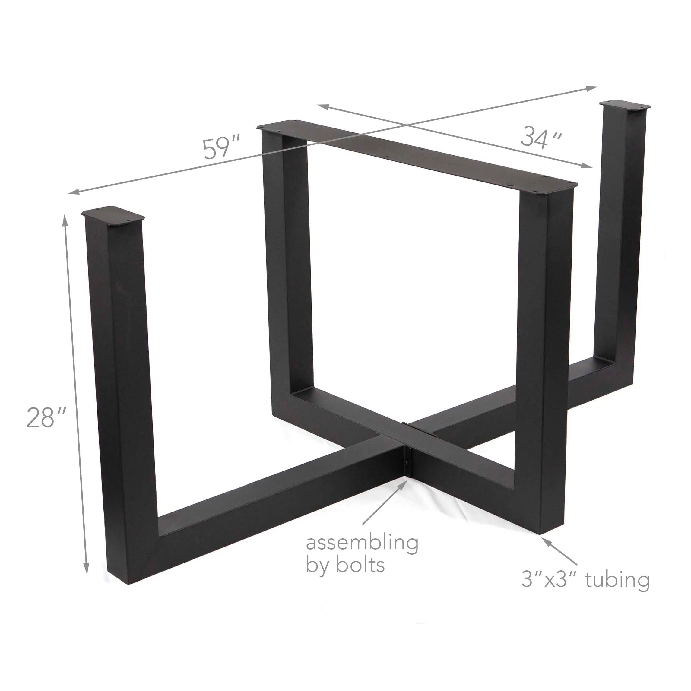 SS1415 - Cross U-Shaped Dining Table Base, Made in 3"x3" Tubing,