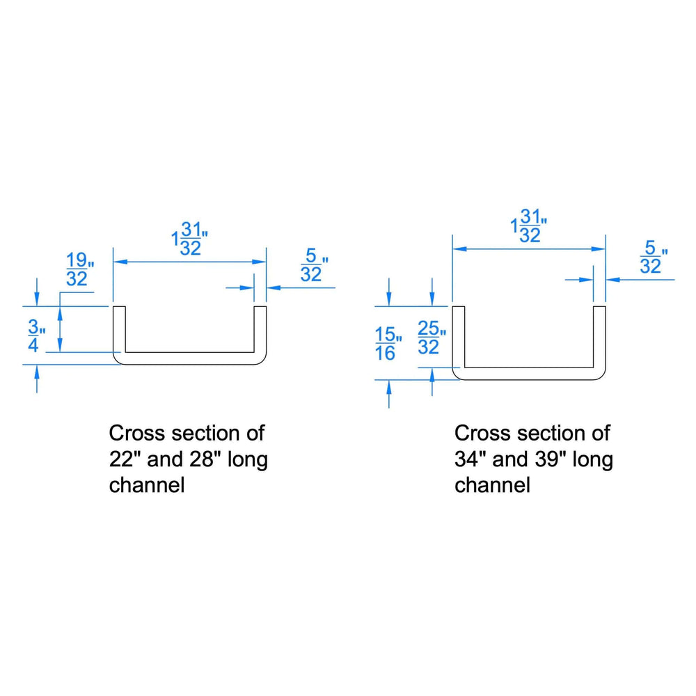 Steel C Channel Support Bracing for Table Top, Set/2